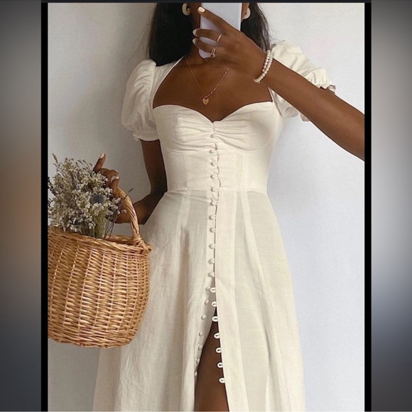 House of CB | Dresses | House Of Cb Ellery Linen Puff Sleeve Sundress ...